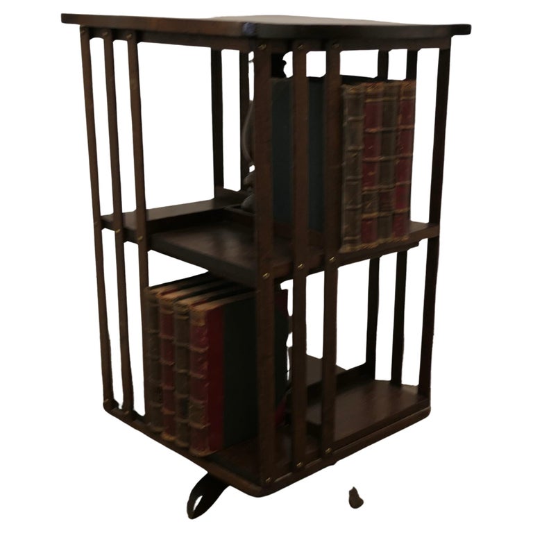 Arts and Crafts Walnut Lamp Table Bookcase For Sale at 1stDibs
