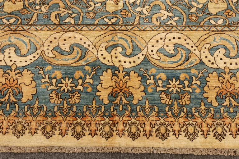 Arts and Craft Carpet Light Blue and Beige For Sale at 1stDibs