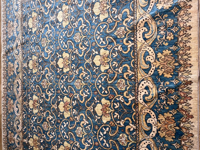 Arts and Craft Carpet Light Blue and Beige For Sale at 1stDibs