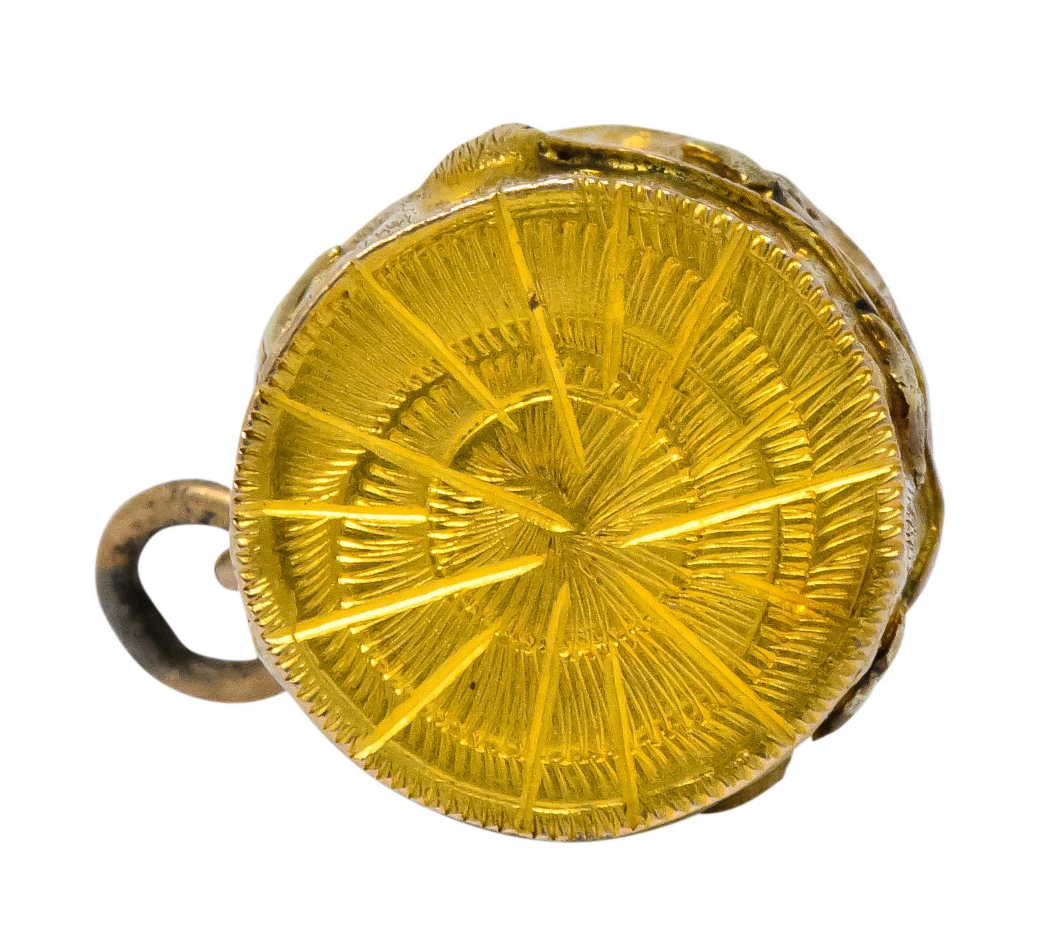 Arts and Crafts 14 Karat Tri-Colored Gold Log Charm at 1stDibs