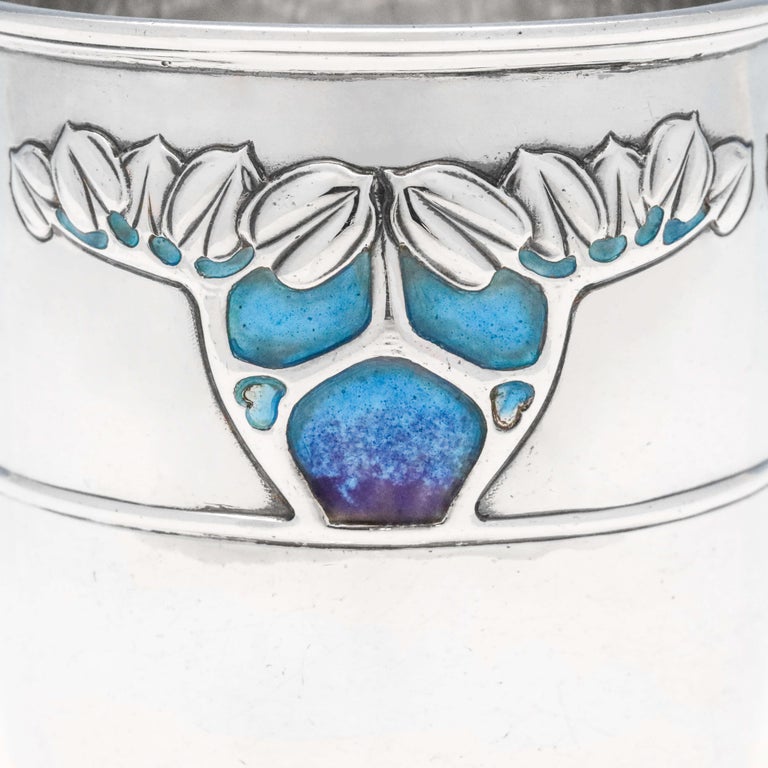 Arts and Crafts and Art Nouveau Enamelled Antique Sterling Silver Mug ...
