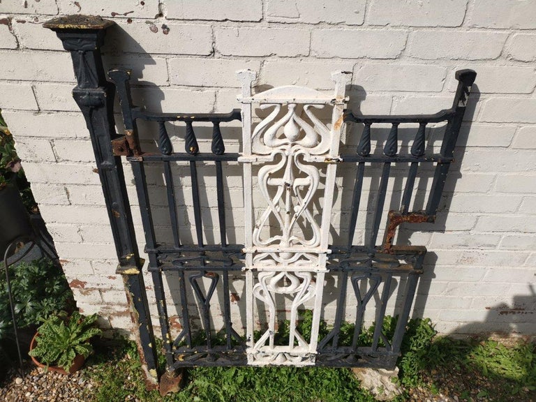 Arts and Crafts Cast Iron Gate with its Original Side Post All with ...