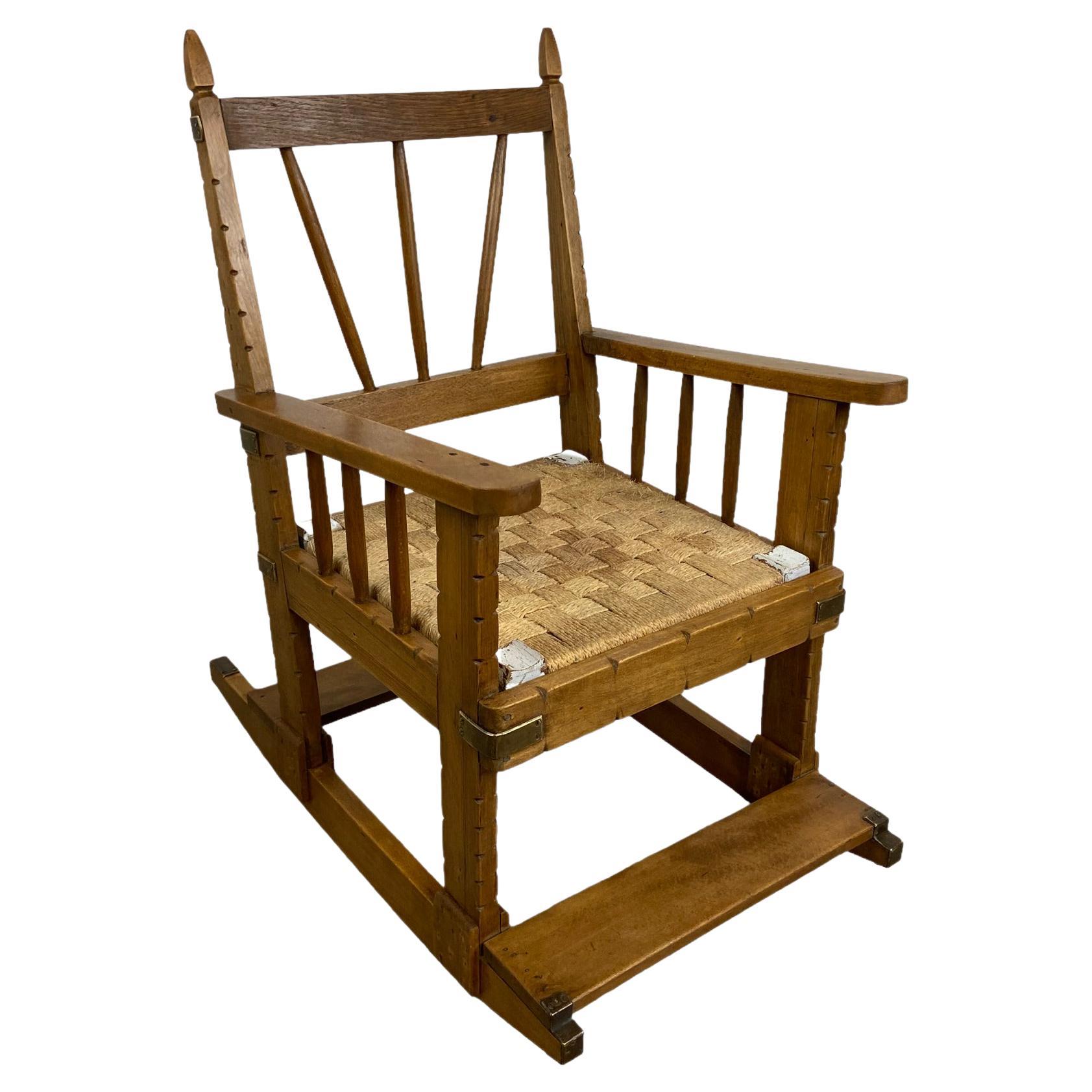 Arts and Crafts Rocking Chair with Embossed Leather Panels at 1stDibs ...