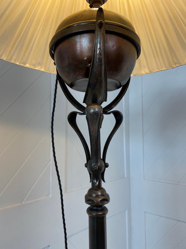 Arts and Crafts Copper Adjustable Floor Lamp For Sale at 1stDibs