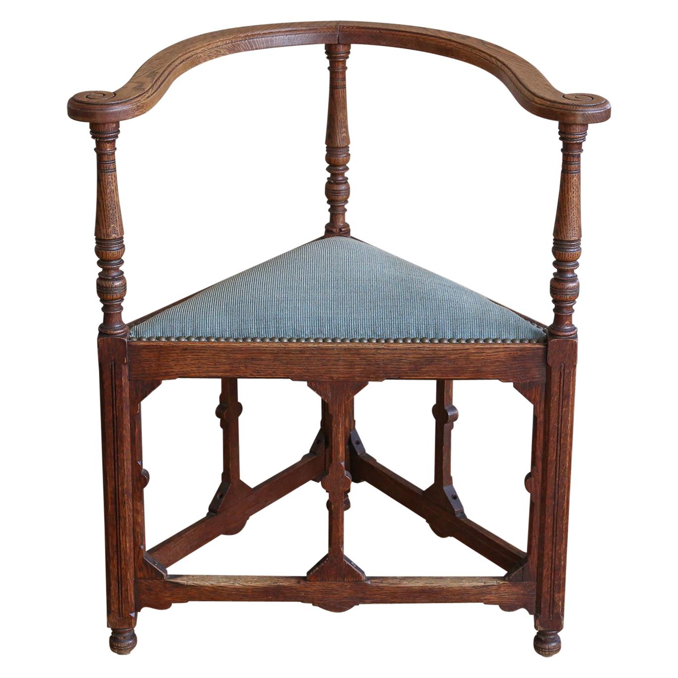 Arts and Crafts European Oak Triangular Corner Chair at 1stDibs ...