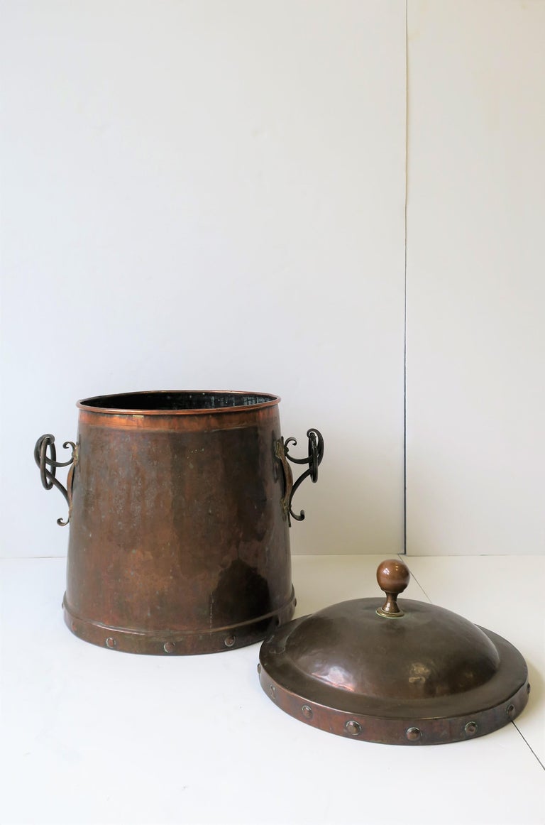 English Copper and Bronze Arts and Crafts Fireplace Log or Chimney Pot ...