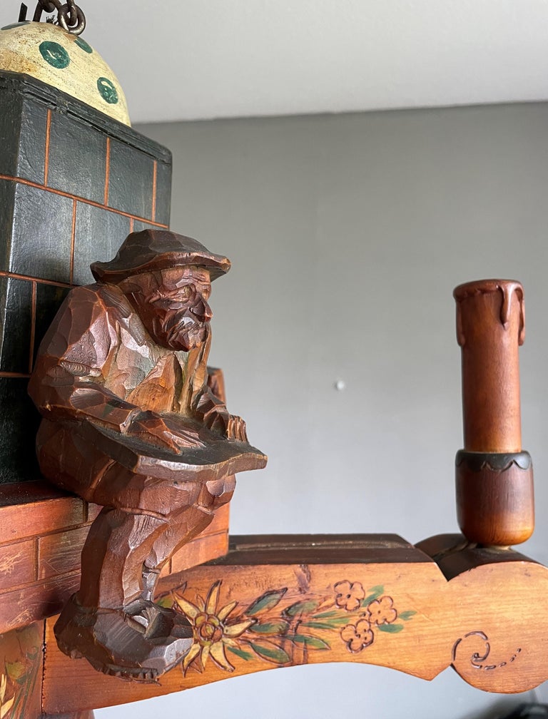 Arts and Crafts Folk Art Chandelier with 4 Music Making Men Sculptures ...