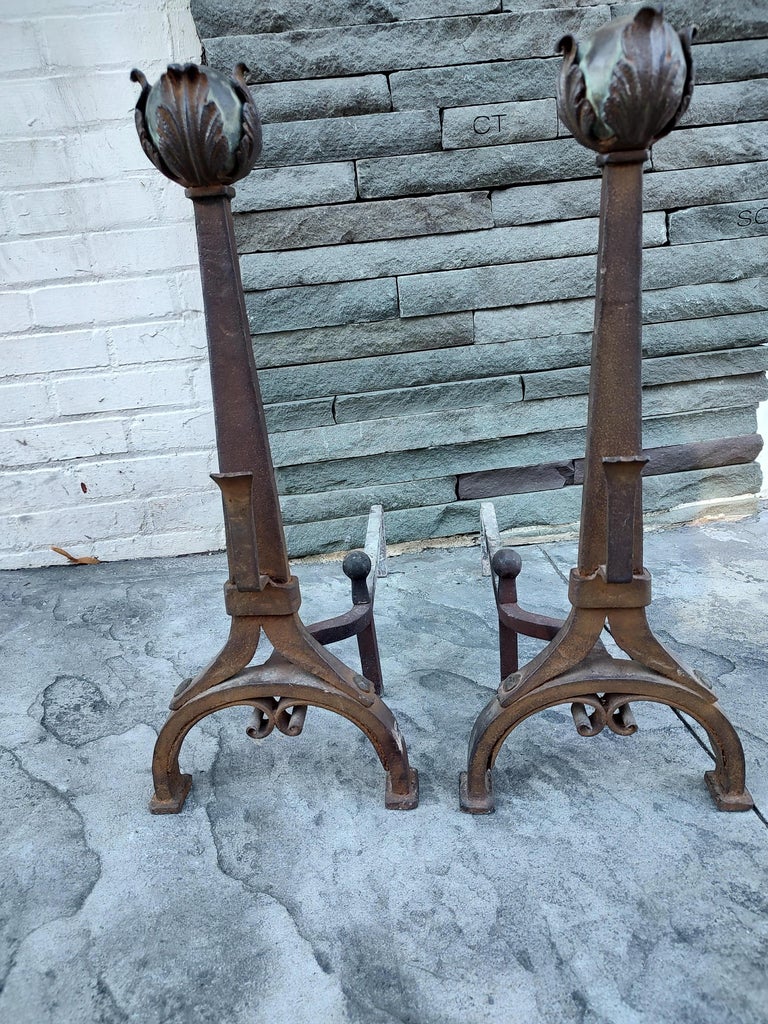 Arts and Crafts Hammered Iron with Brass Ball Finials, C1910 For Sale ...