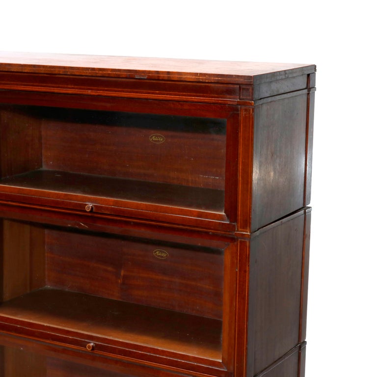 Arts and Crafts Macey Mahogany and Satinwood Banded Double Barrister ...