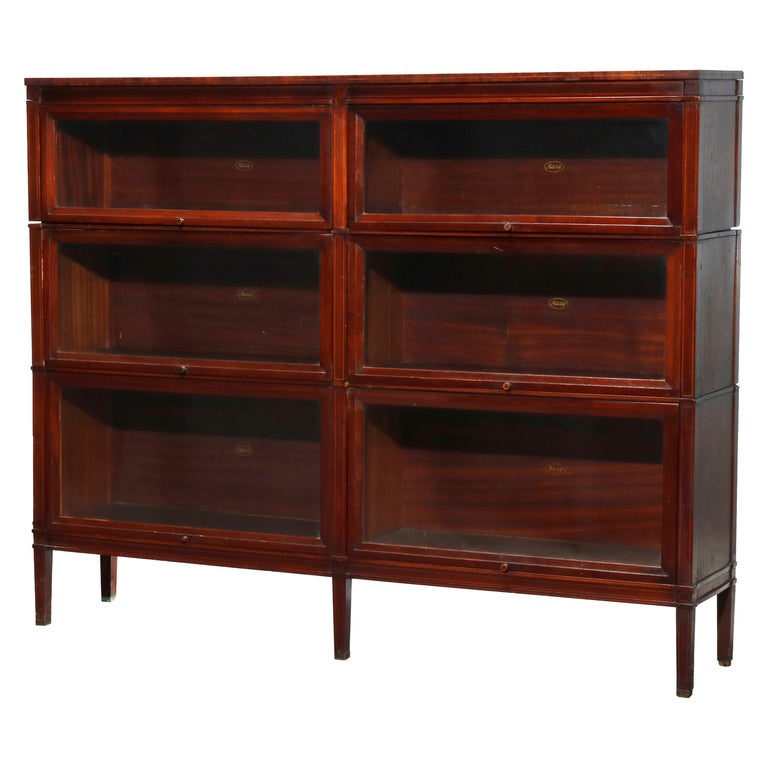 Arts and Crafts Macey Mahogany and Satinwood Banded Double Barrister ...