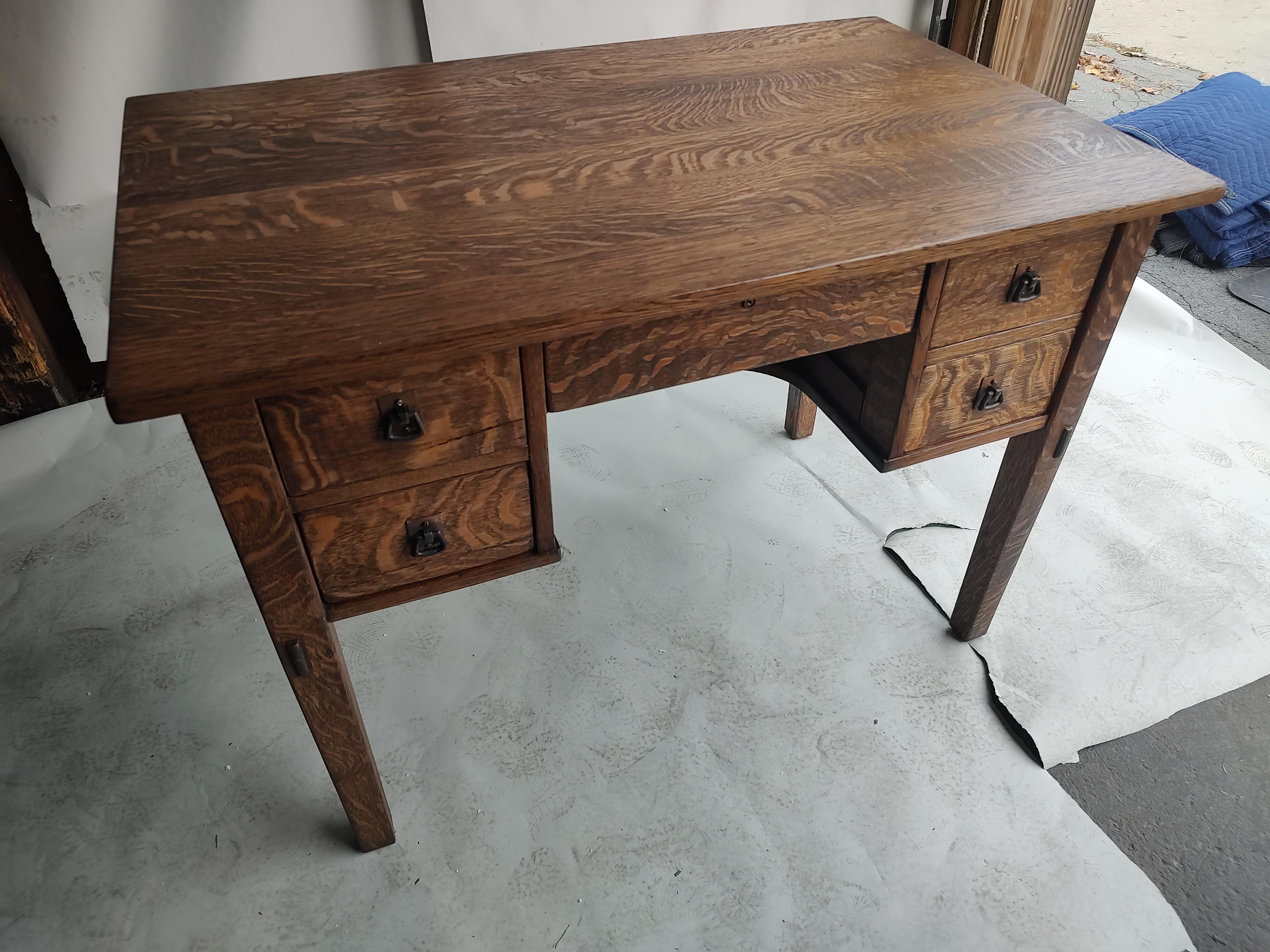 Arts and Crafts Mission 5 Drawer Desk #500 By L&JG Stickley Brothers ...