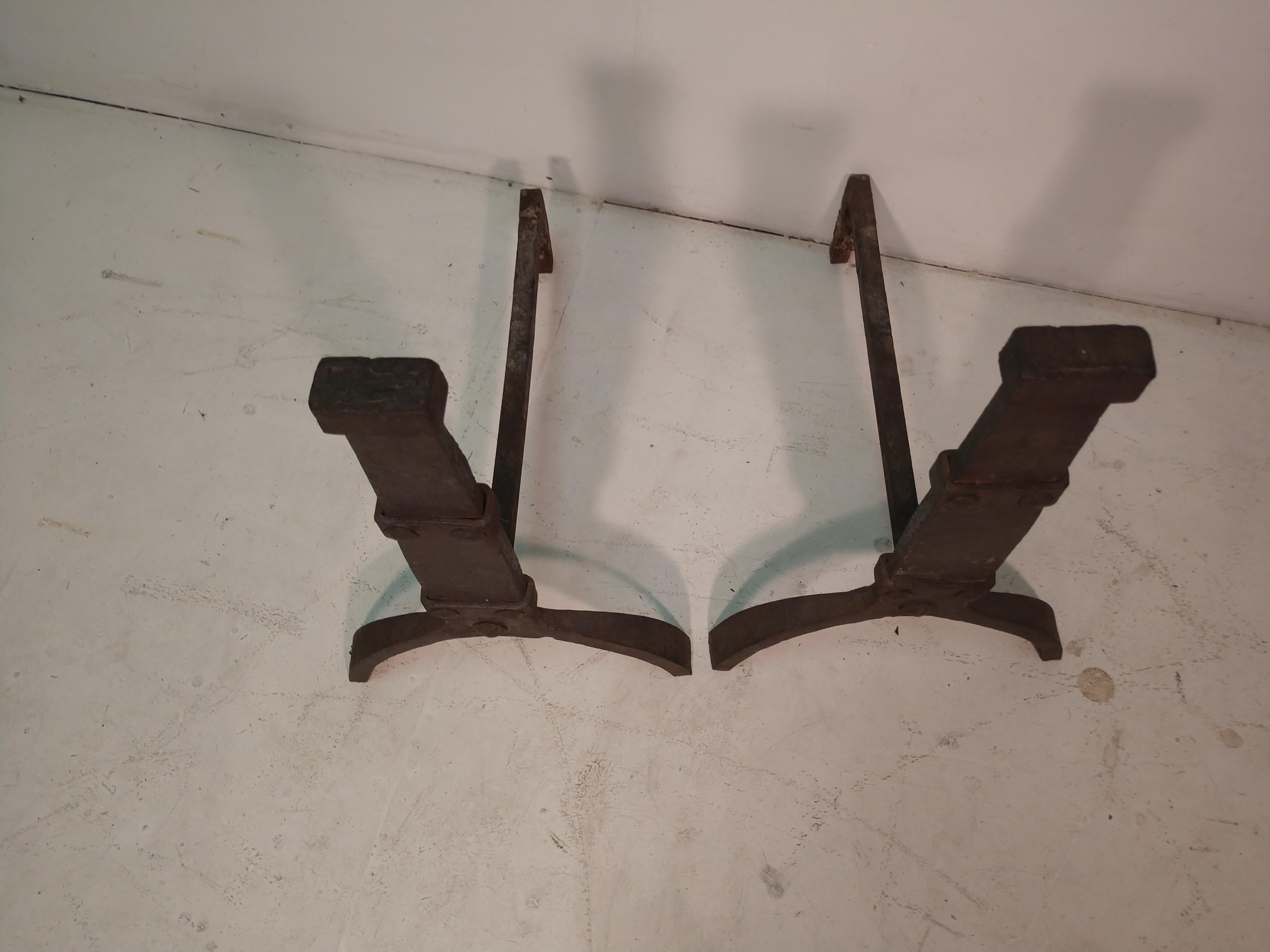 Arts and Crafts Mission Hand Forged Andirons at 1stDibs
