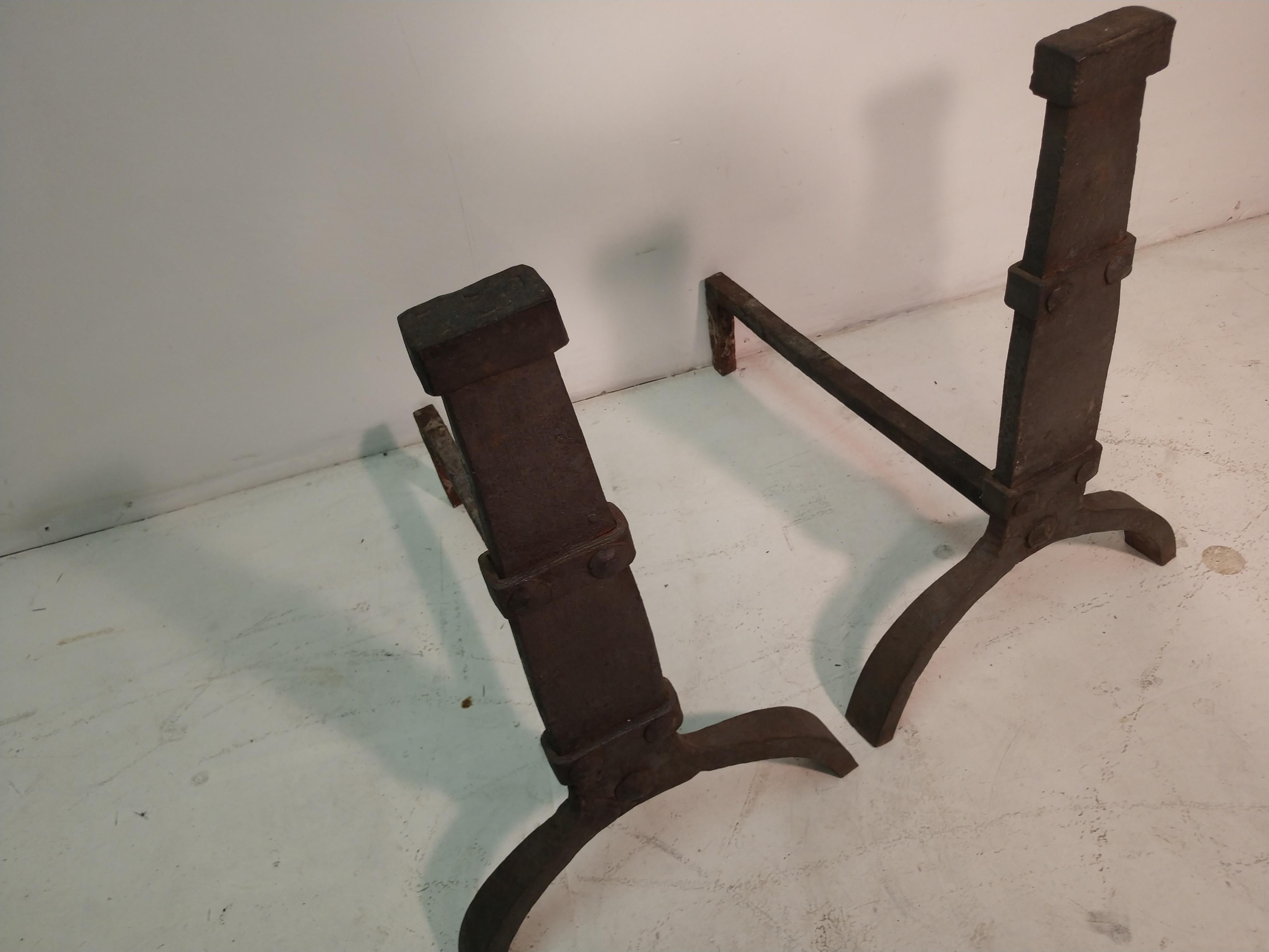 Arts and Crafts Mission Hand Forged Andirons at 1stDibs