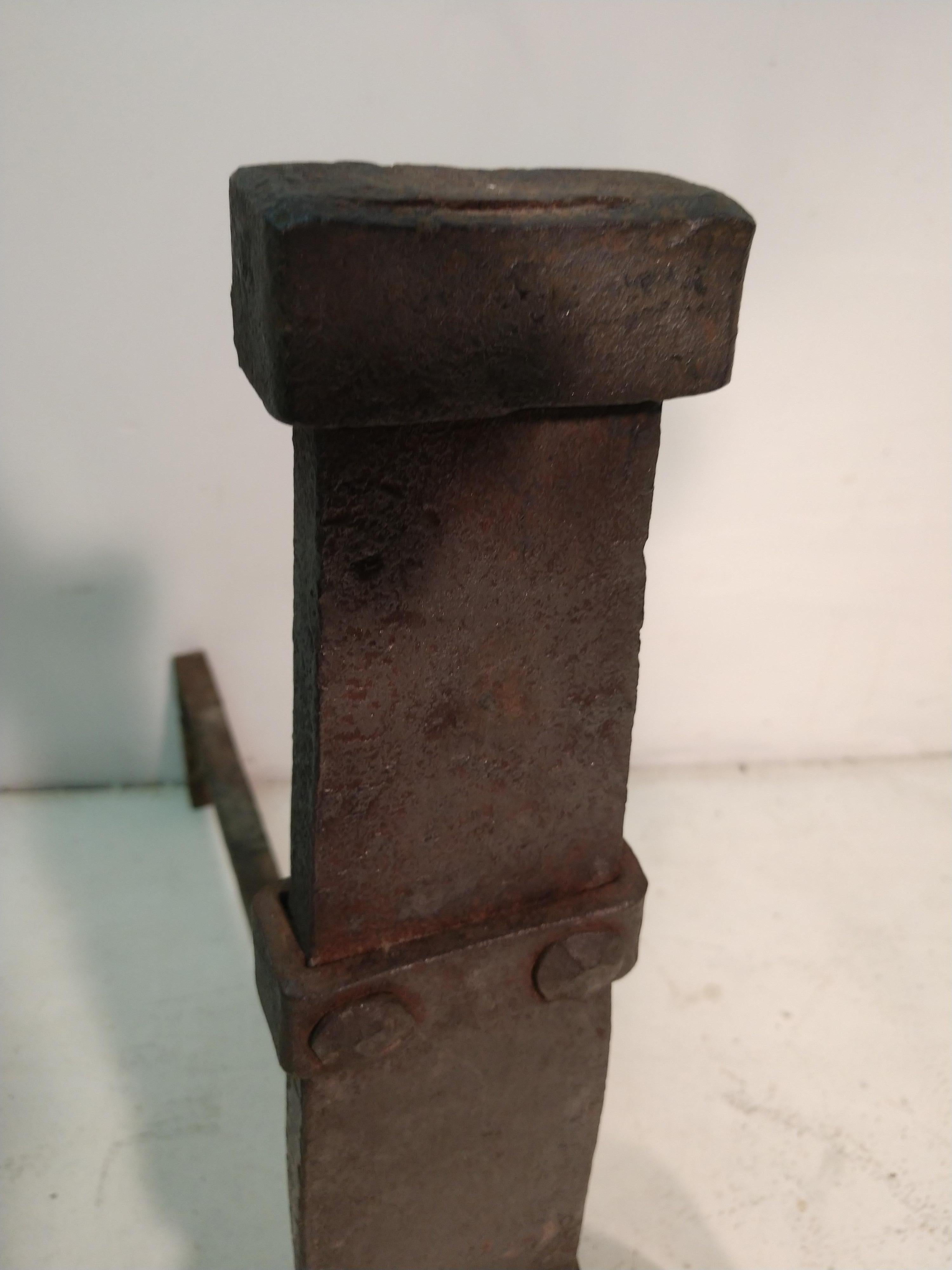 Arts and Crafts Mission Hand Forged Andirons at 1stDibs