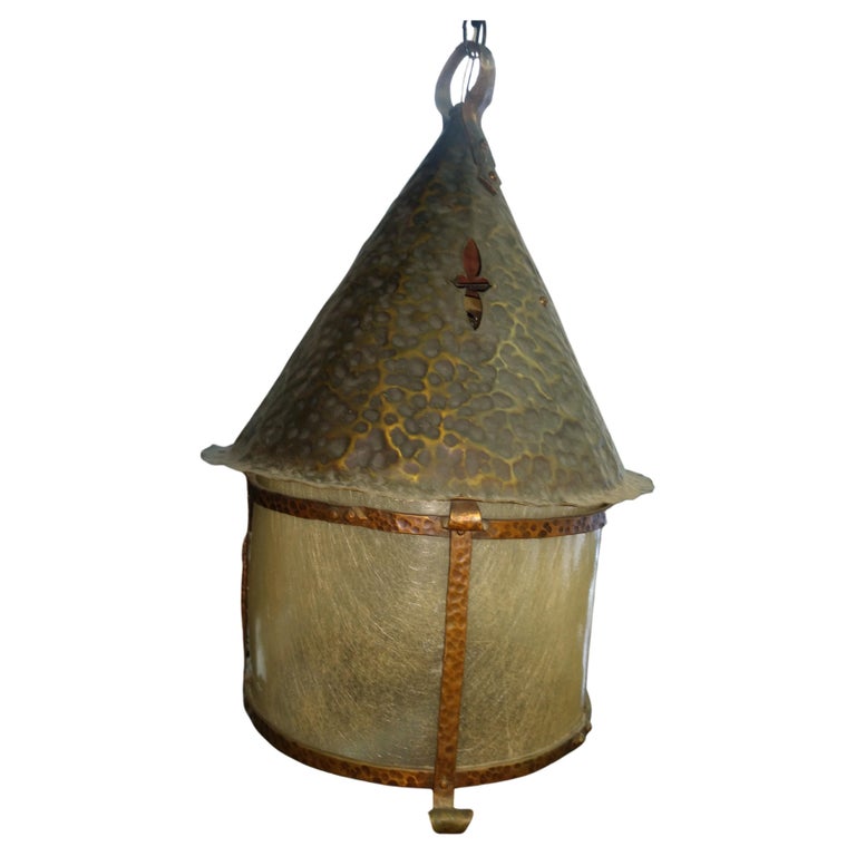 Arts and Crafts Mission Hand Hammered Copper Pendant Lamp c1925 at 1stDibs
