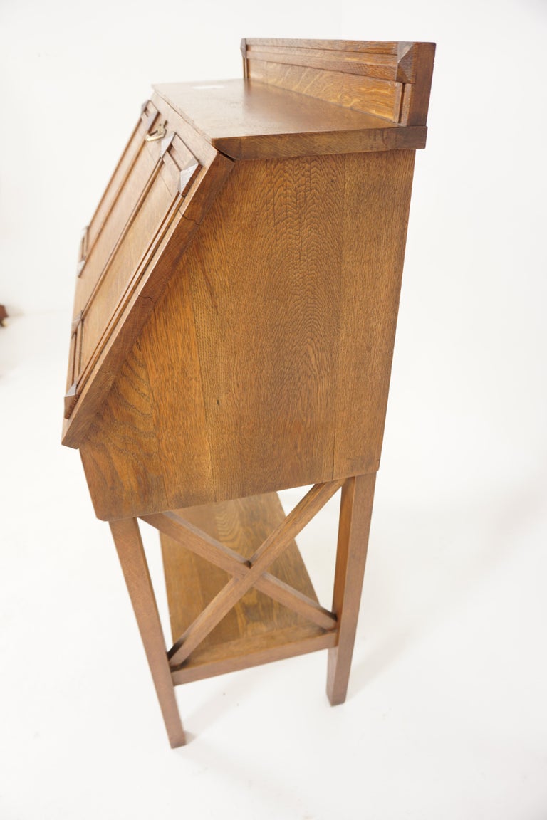 Arts and Crafts Mission Tiger Oak Drop Front Secretaire Desk, American ...