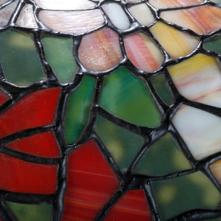 Arts and Crafts Oversized Tiffany School Leaded Mosaic Glass Table Lamp ...