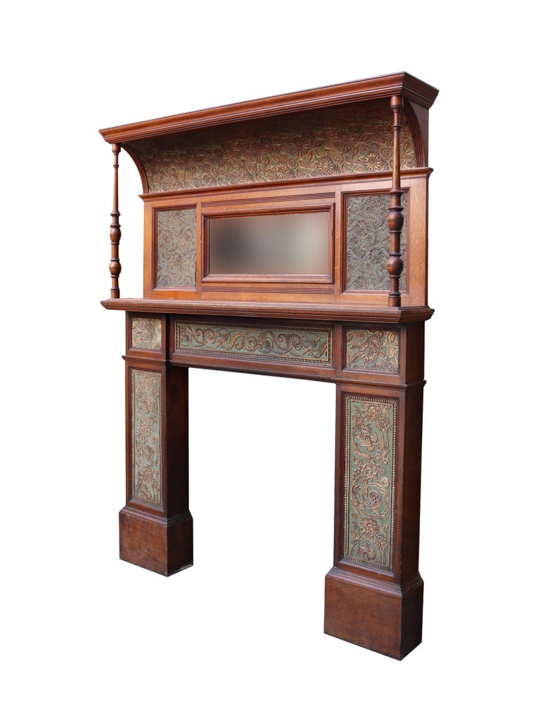 Arts and Crafts Period Oak Fire Surround With Mirrored Over Mantel at ...