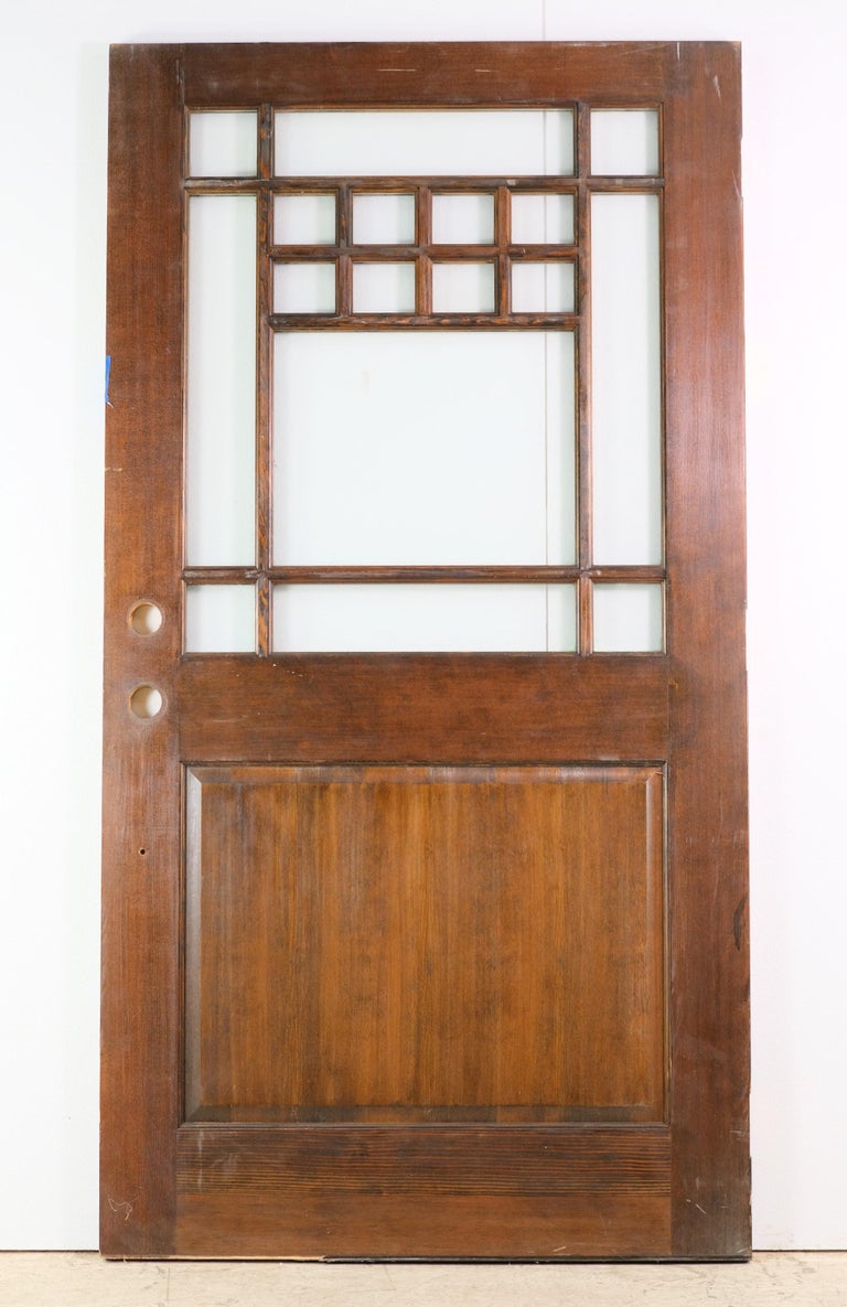 Arts and Crafts Pine Entry Door Glass Panes with Single Bottom Panel ...