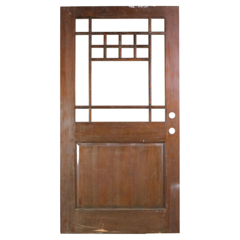 Arts and Crafts Pine Entry Door Glass Panes with Single Bottom Panel ...