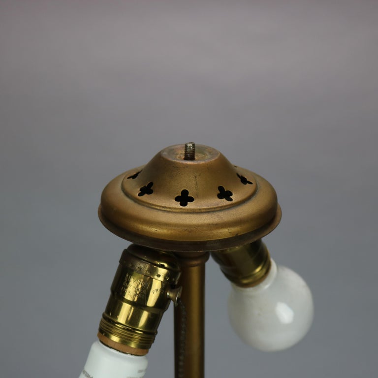 Arts and Crafts Pittsburgh Lamp Base with Mosaic Leaded Glass Shade, c ...