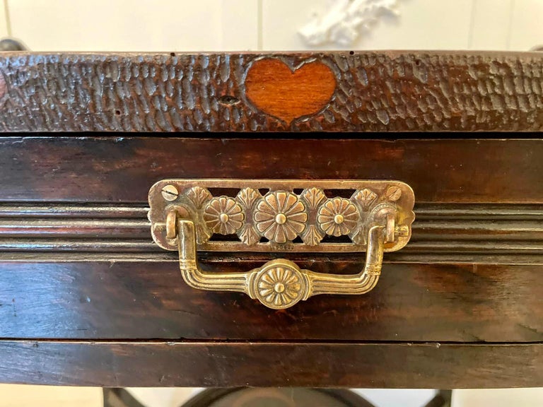 Arts and Crafts Pokerwork Lamp/Side Table at 1stDibs