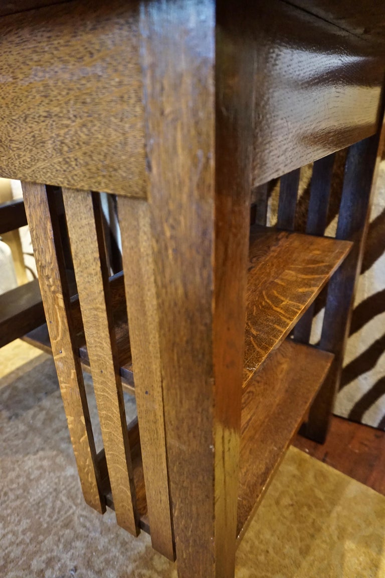 Arts and Crafts Solid Quarter Sawn Mission Oak Desk with Side Shelves ...