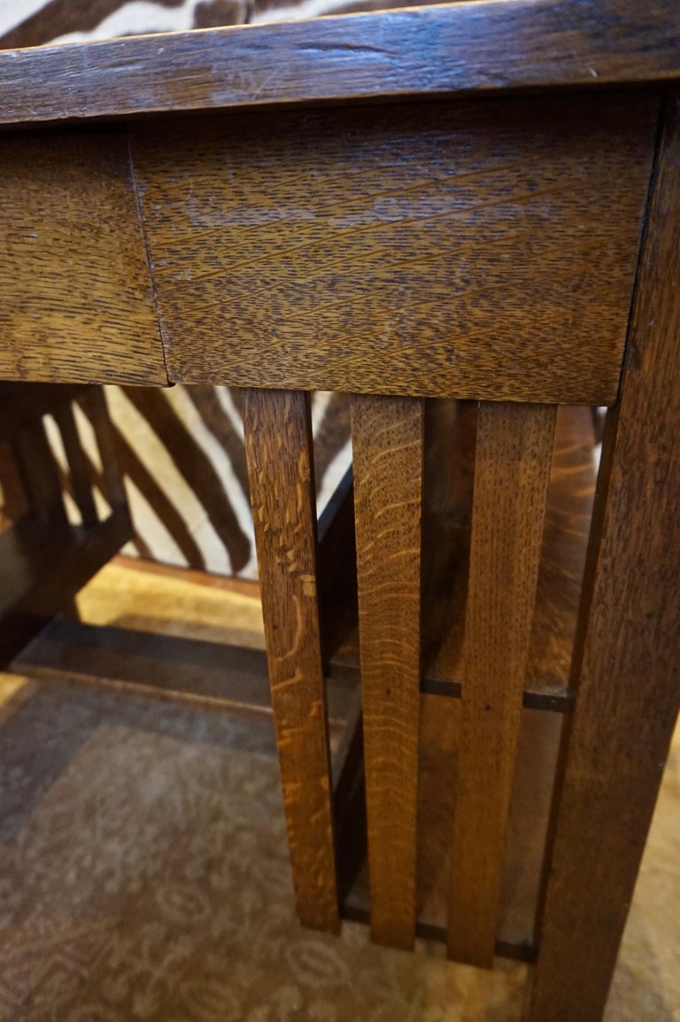Arts and Crafts Solid Quarter Sawn Mission Oak Desk with Side Shelves ...