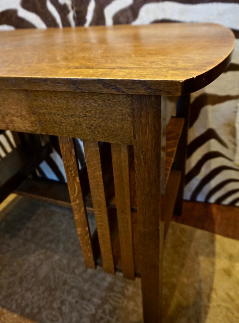 Arts and Crafts Solid Quarter Sawn Mission Oak Desk with Side Shelves ...