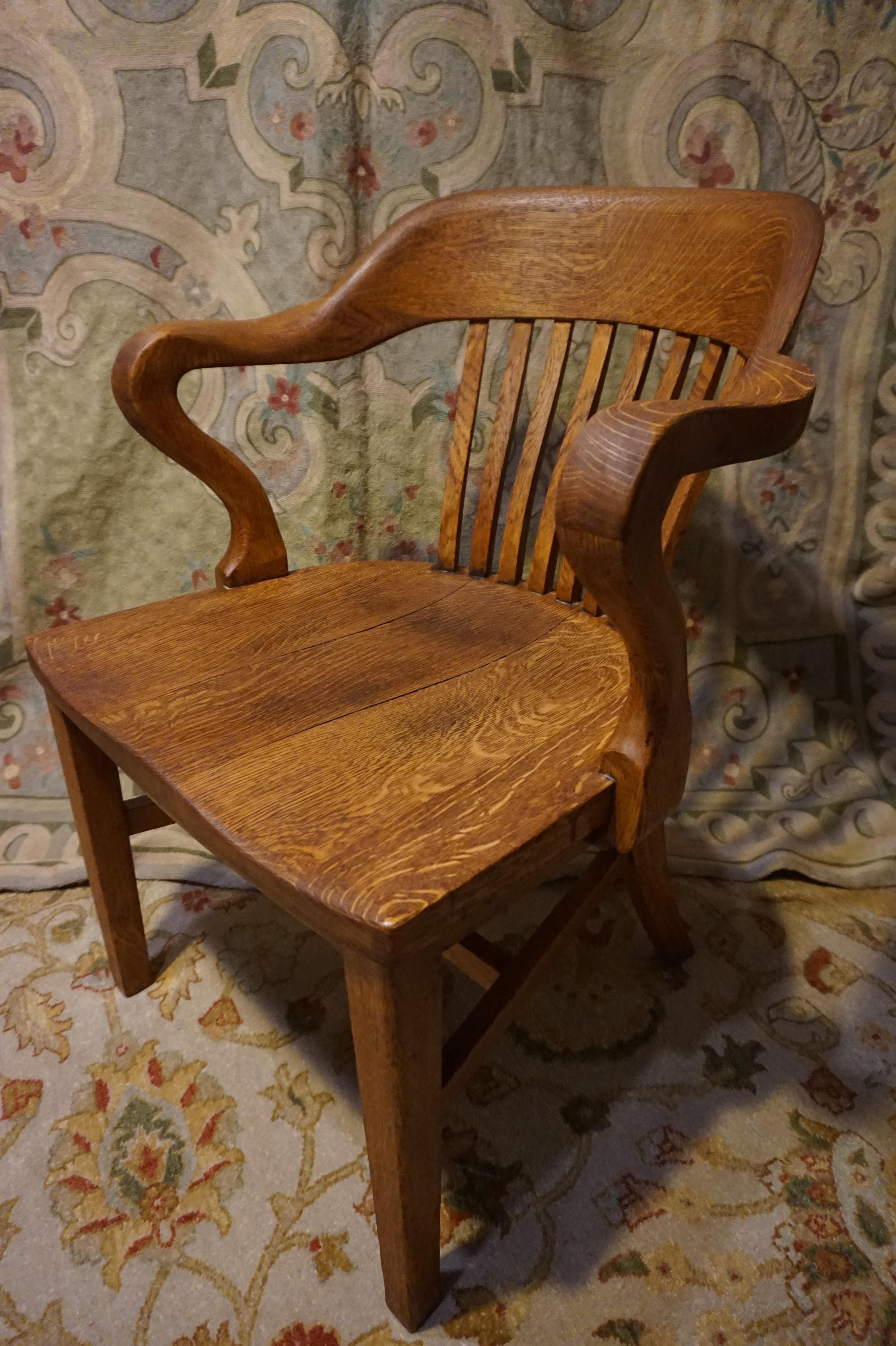 Arts and Crafts Solid Quarter Sawn Oak Hand Crafted Office Arm Chair ...