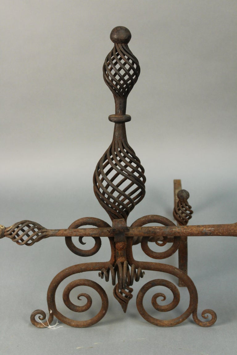Arts and Crafts Spanish Revival Pair of 1920s Andirons Great Wrought ...
