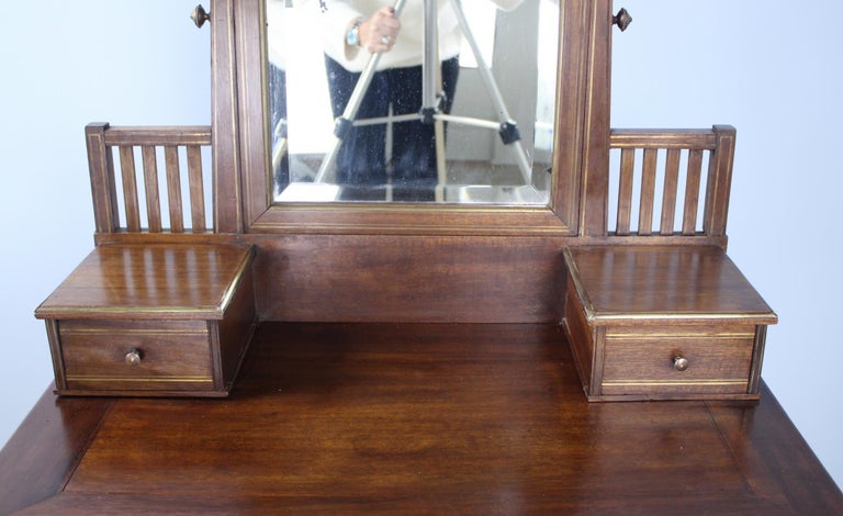Arts and Crafts Style Oak Dressing Table with Brass Accents For Sale at ...