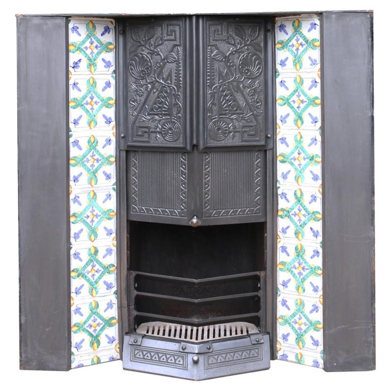 Arts and Crafts Style Tiled Fire Insert Fire Box at 1stDibs
