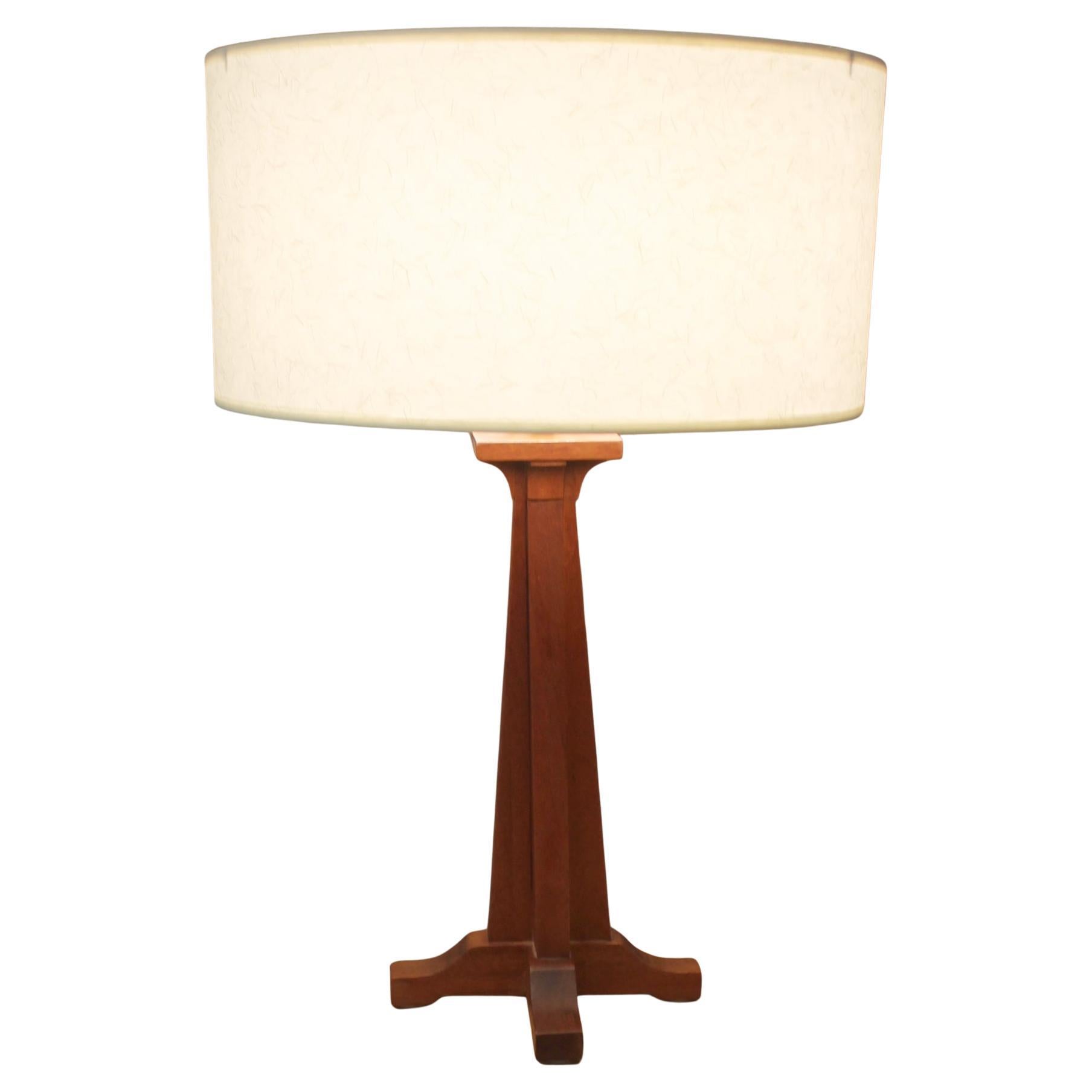 Arts and Crafts Teak Wood Lamp Handcrafted 1950 Mid Century ...