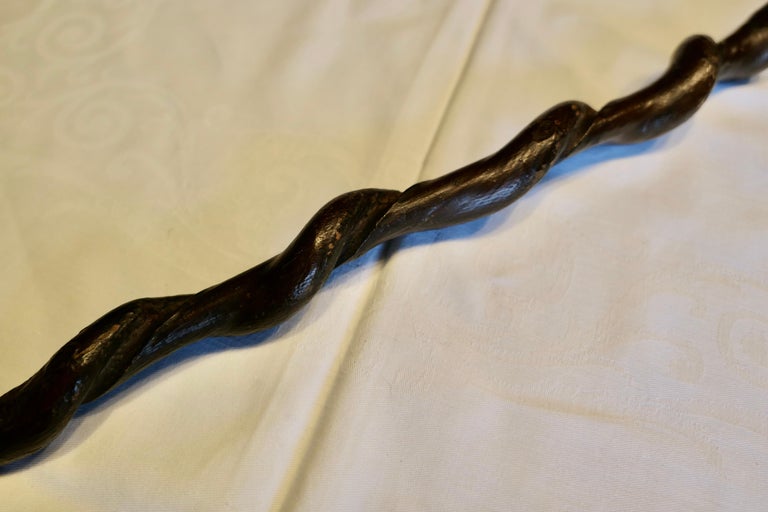 Arts and Crafts Twisted Walking Cane with Beaten Brass Handle Golf For ...