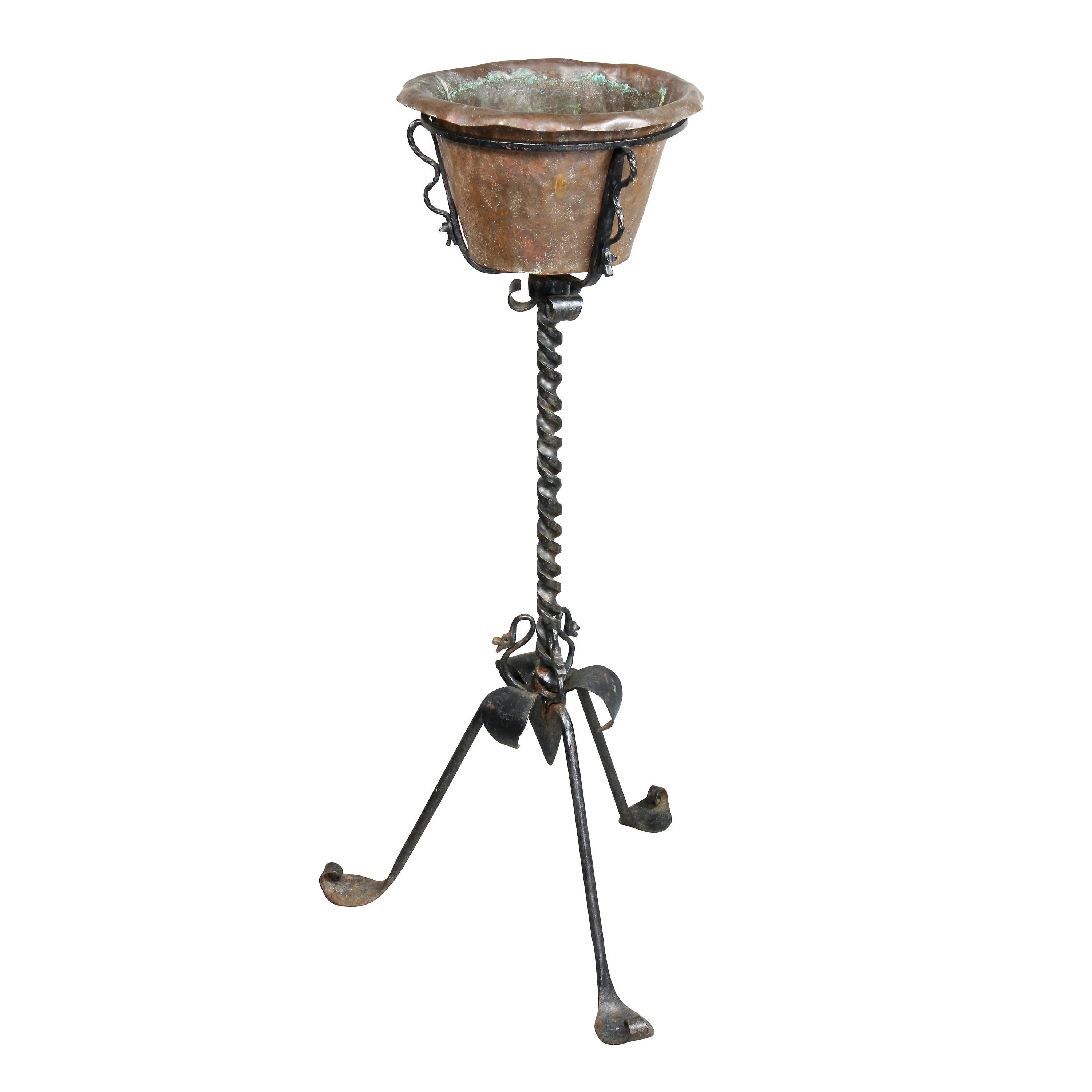Arts and Crafts Wrought Iron and Copper Plant Stand at 1stDibs ...