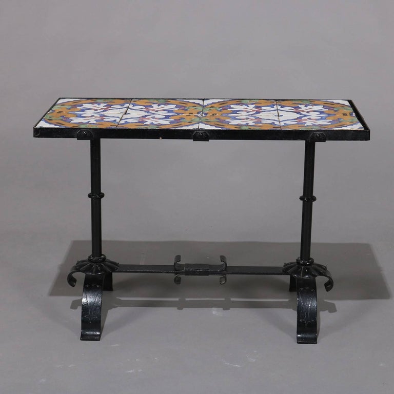 Arts And Crafts Yellin School Wrought Iron And Enameled California Tile Table At 1stdibs