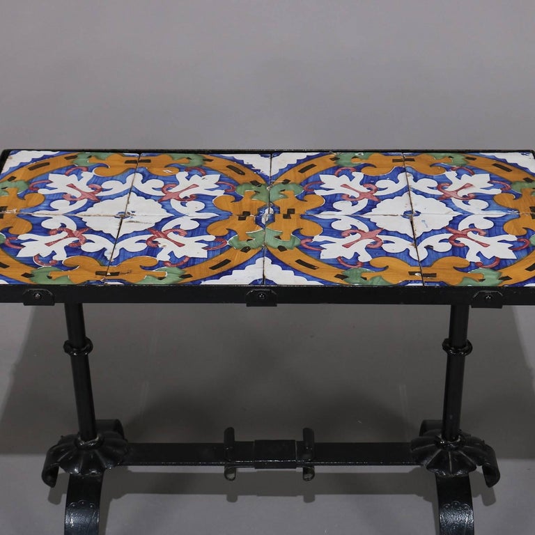 Arts and Crafts Yellin School Wrought Iron and Enameled California Tile ...
