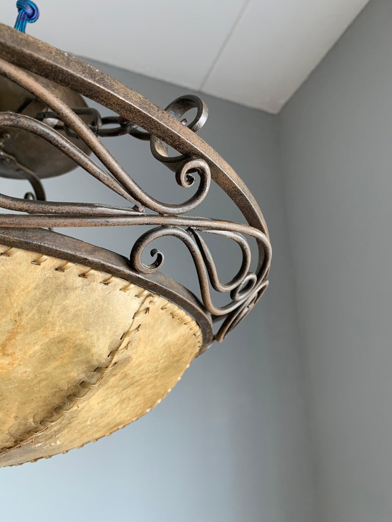 Arts and Crafts Early 1900 Wrought Iron Flush Mount, Pendant or Ceiling ...