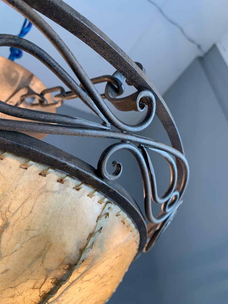 Arts and Crafts Early 1900 Wrought Iron Flush Mount, Pendant or Ceiling ...