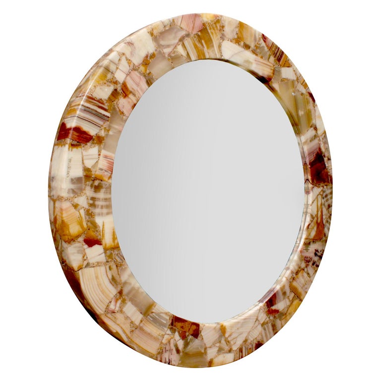 Arturo Pani Exceptional Studio Made Mirror with Onyx Frame, 1960s ...