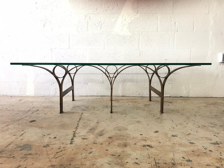 Arturo Pani Gilt Iron and Glass Coffee or Cocktail Table at 1stDibs