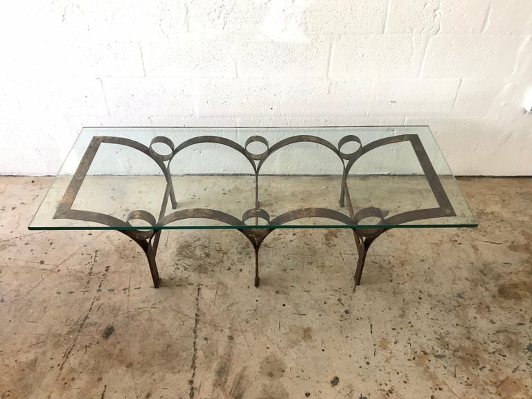 Arturo Pani Gilt Iron and Glass Coffee or Cocktail Table at 1stDibs