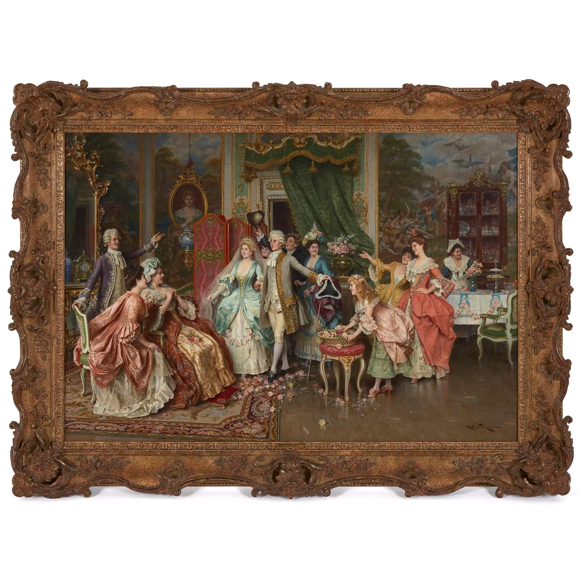 Unknown - Rococo Musical Recital Interior Oil Painting at 1stDibs
