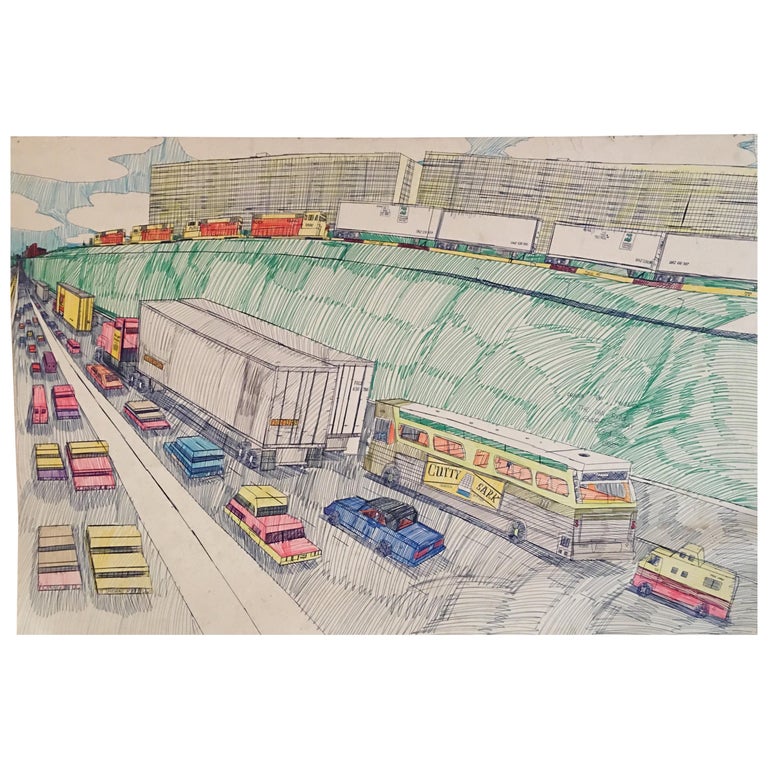 Artwork by Wesley Willis '1963-2004' "The Dan Ryan Expressway 43rd St ...