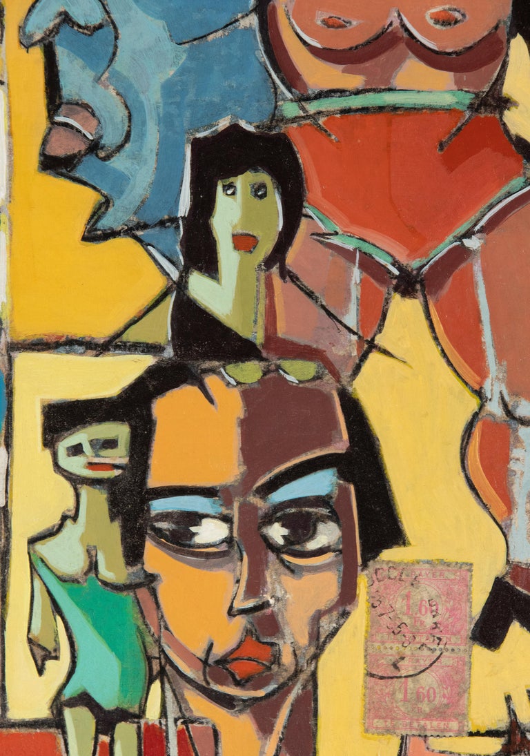 Artwork Oil on Board by Charles Bonnardeaux 'Cartes Postale' Dated 1995 ...