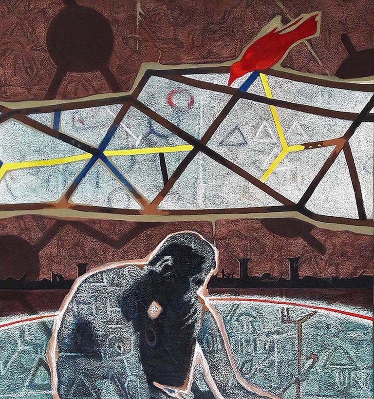 Arun Bain - Making the Circle -2, Pastel, Earthcolor, Acrylic, Brown ...