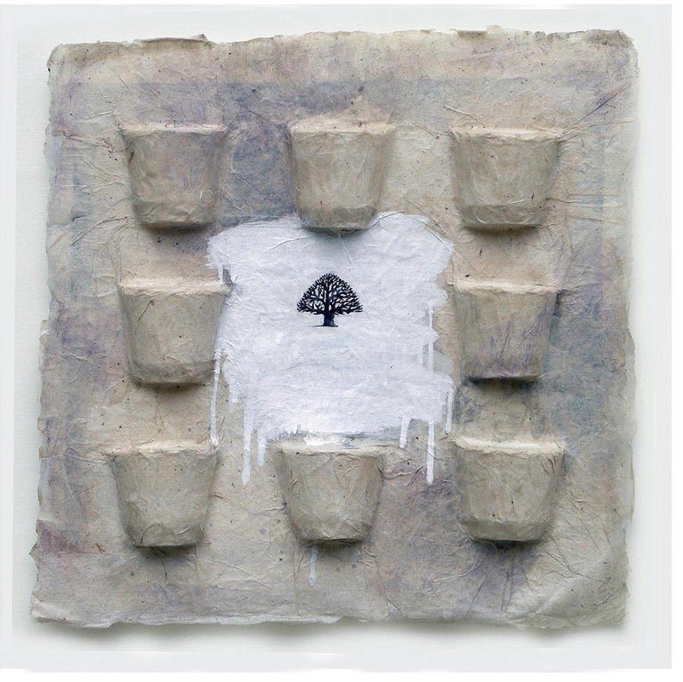 Arun Bain - Painting, Two Panels, Ink, Earth, Watercolor, Blue, White ...