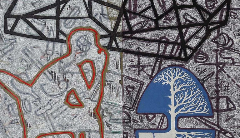 Arun Bain - The Tree, Pastel, Earthcolor, Acrylic Painting, Blue, Black ...