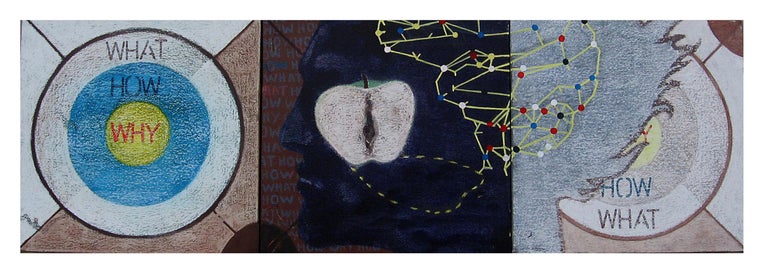 Arun Bain - What How Why, Pastel, Earth and Acrylic on canvas, Blue ...